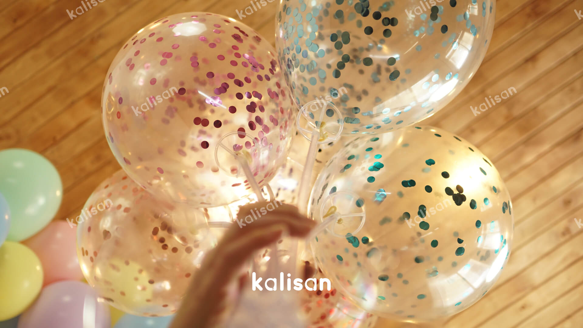 Turkuaz Konfeti Metalik Yuvarlak Form - Kalisan Balon