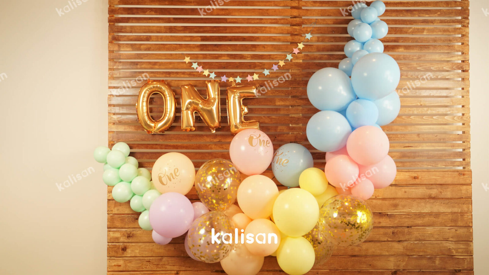 Kalisan Party Box - Balon Kit 21| One Gold Konfetili Doğum Günü Balon ...