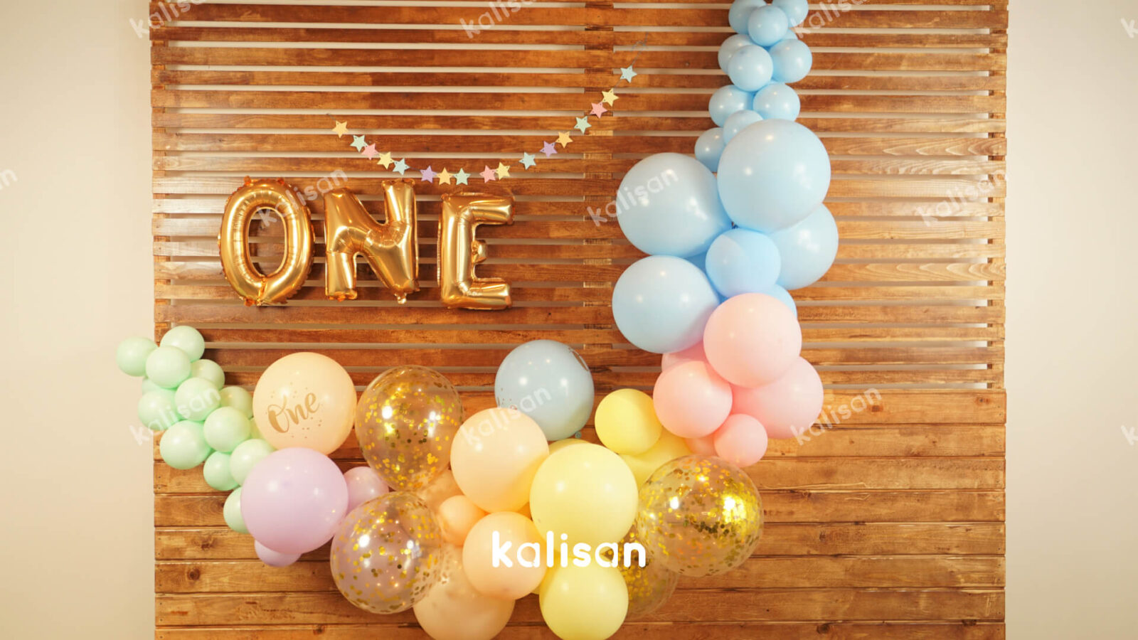Kalisan Party Box - Balon Kit 21| One Gold Konfetili Doğum Günü Balon ...